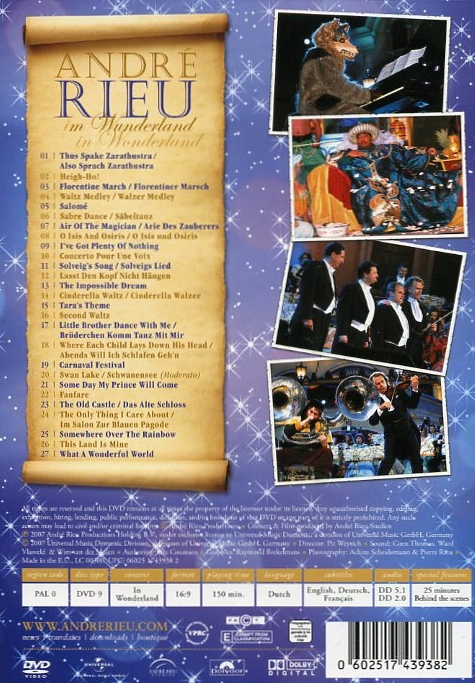 Andre Rieu - Andre Rieu in Wonderland dvd - Dubman Home Entertainment