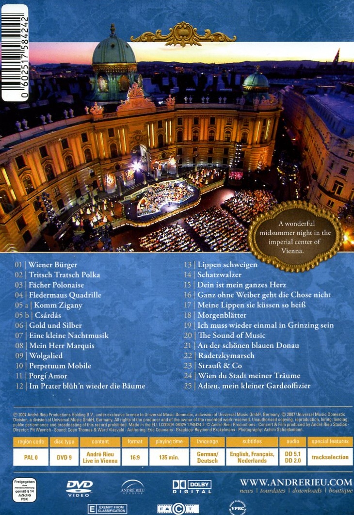 Andre Rieu - Live in Vienna dvd - Dubman Home Entertainment