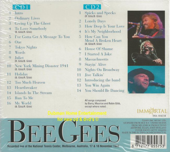 Bee Gees - Live in Australia 1989 2-cd - Dubman Home Entertainment