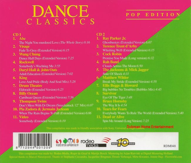 Dance Classics - Pop Edition Vol.1 - Dubman Home Entertainment