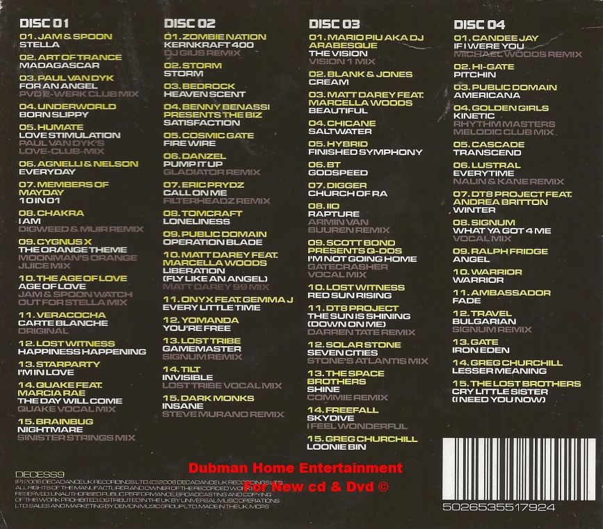 No.1 Trance Classics 4 cd box - Dubman Home Entertainment