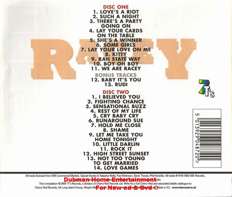 Racey - Smash and Grab 2-cd - Dubman Home Entertainment